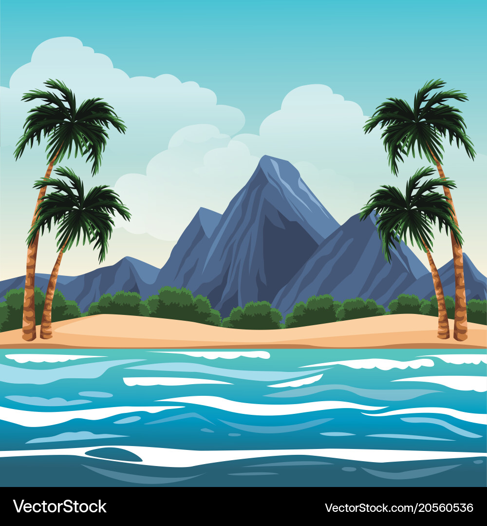 Beautiful island cartoon Royalty Free Vector Image