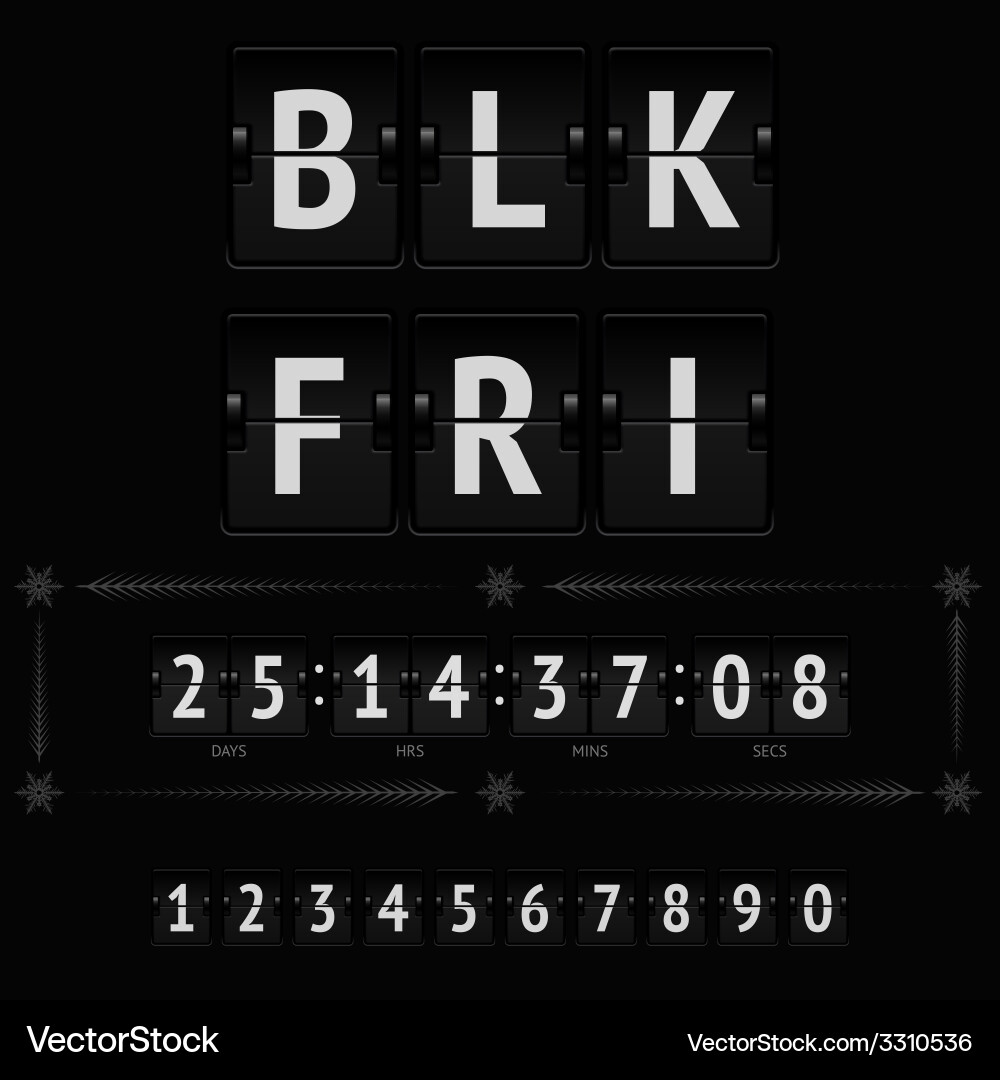 Black friday countdown timer Royalty Free Vector Image