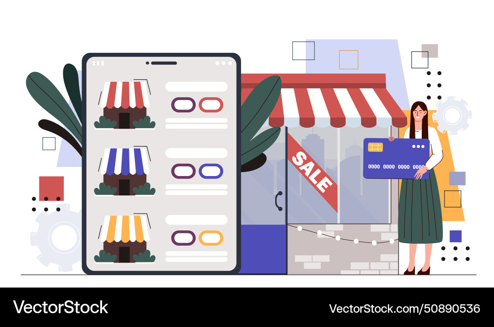 Commercial activities online concept Royalty Free Vector