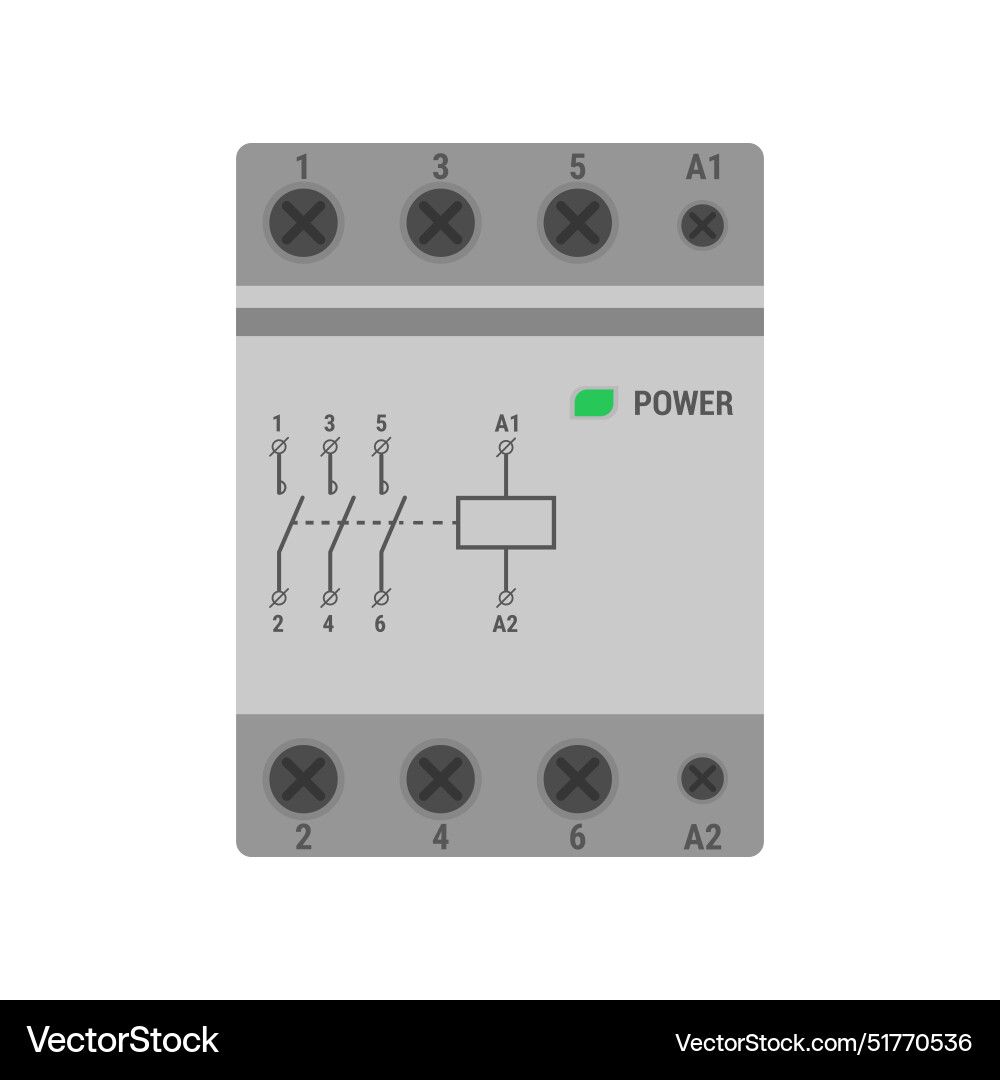 Contactor for din rail mounting flat design Vector Image