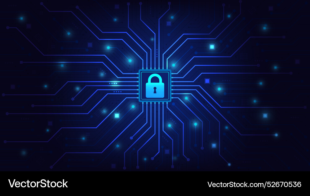 Cyber security technology on circuit board Vector Image