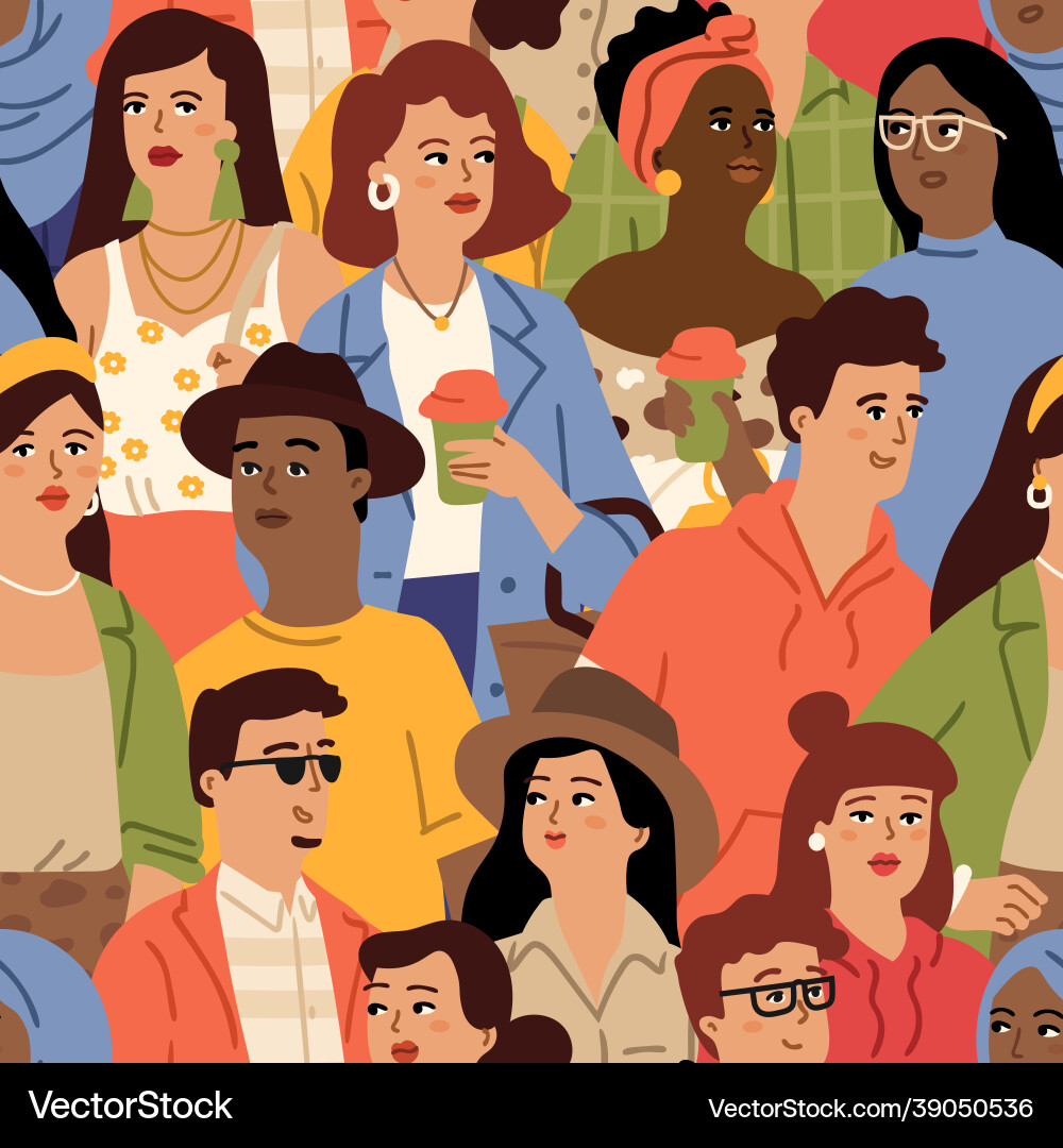 Diverse people crowd multicultural society young Vector Image
