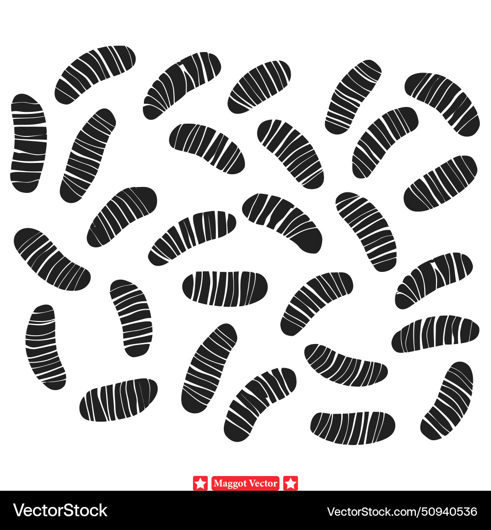 Gruesome growth maggot silhouette pack for horror Vector Image