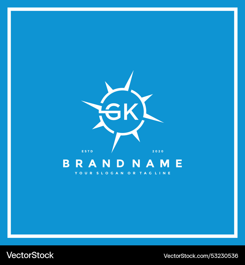 Letter gk compass logo design Royalty Free Vector Image