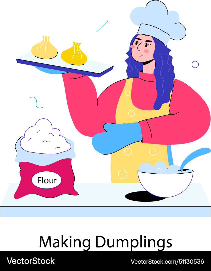 Making dumplings Royalty Free Vector Image - VectorStock