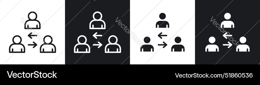 Mediator liner and solid icon set in black color Vector Image
