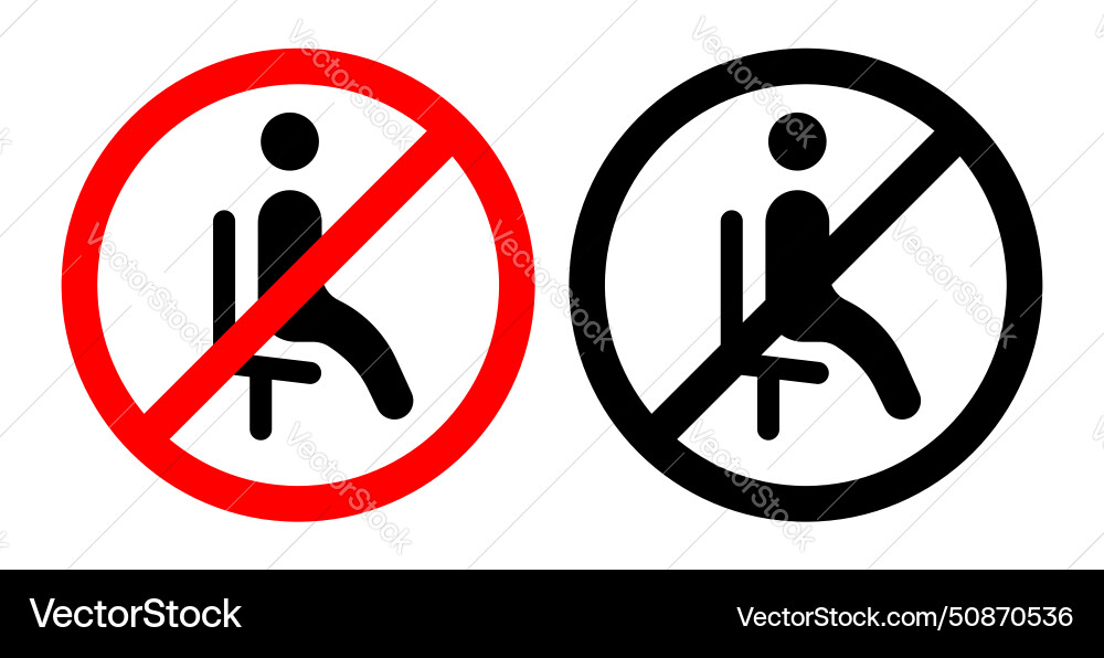 No sitting sign icon set ban Royalty Free Vector Image