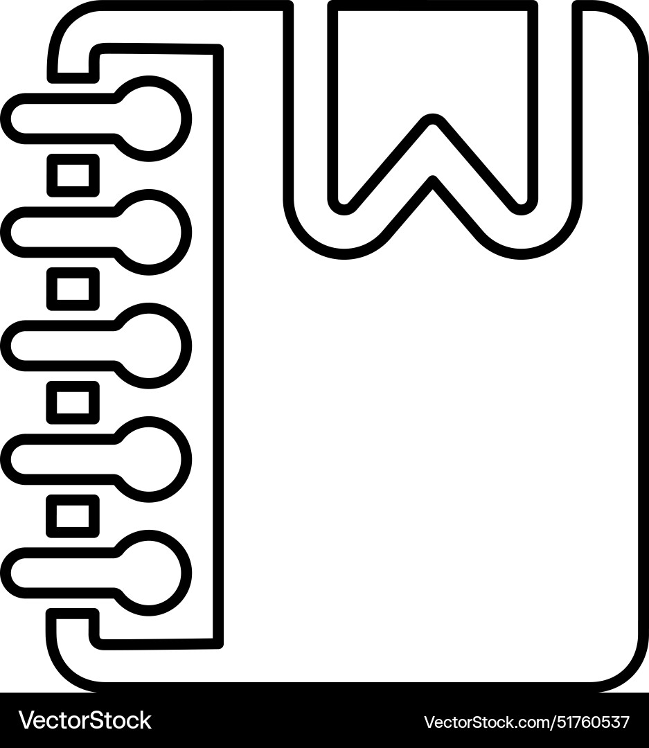 Agenda book bookmark icon outline Royalty Free Vector Image