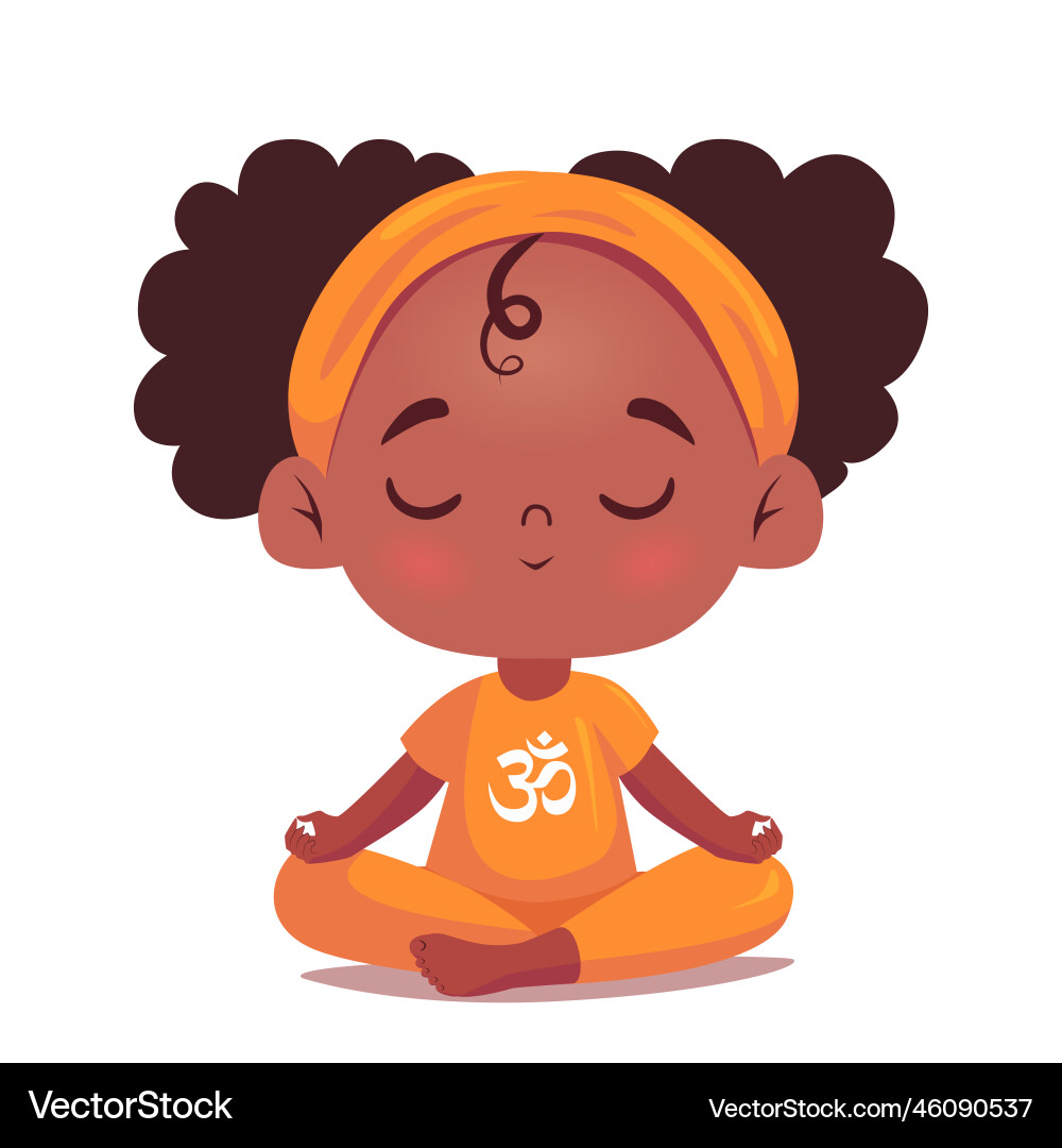 Chibi African Girl Yoga Pose Royalty Free Vector Image