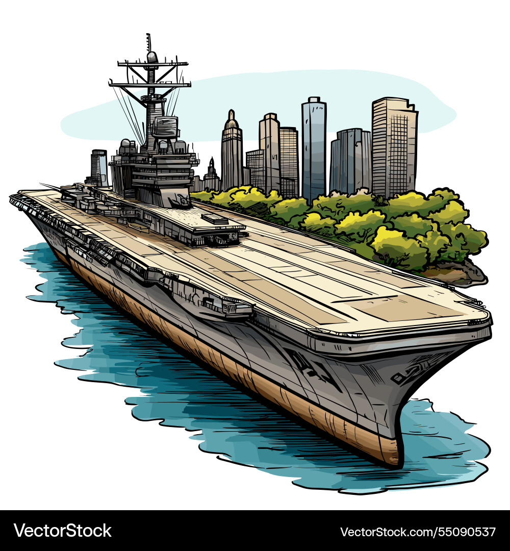 Comic hand-drawn of intrepid museum Royalty Free Vector