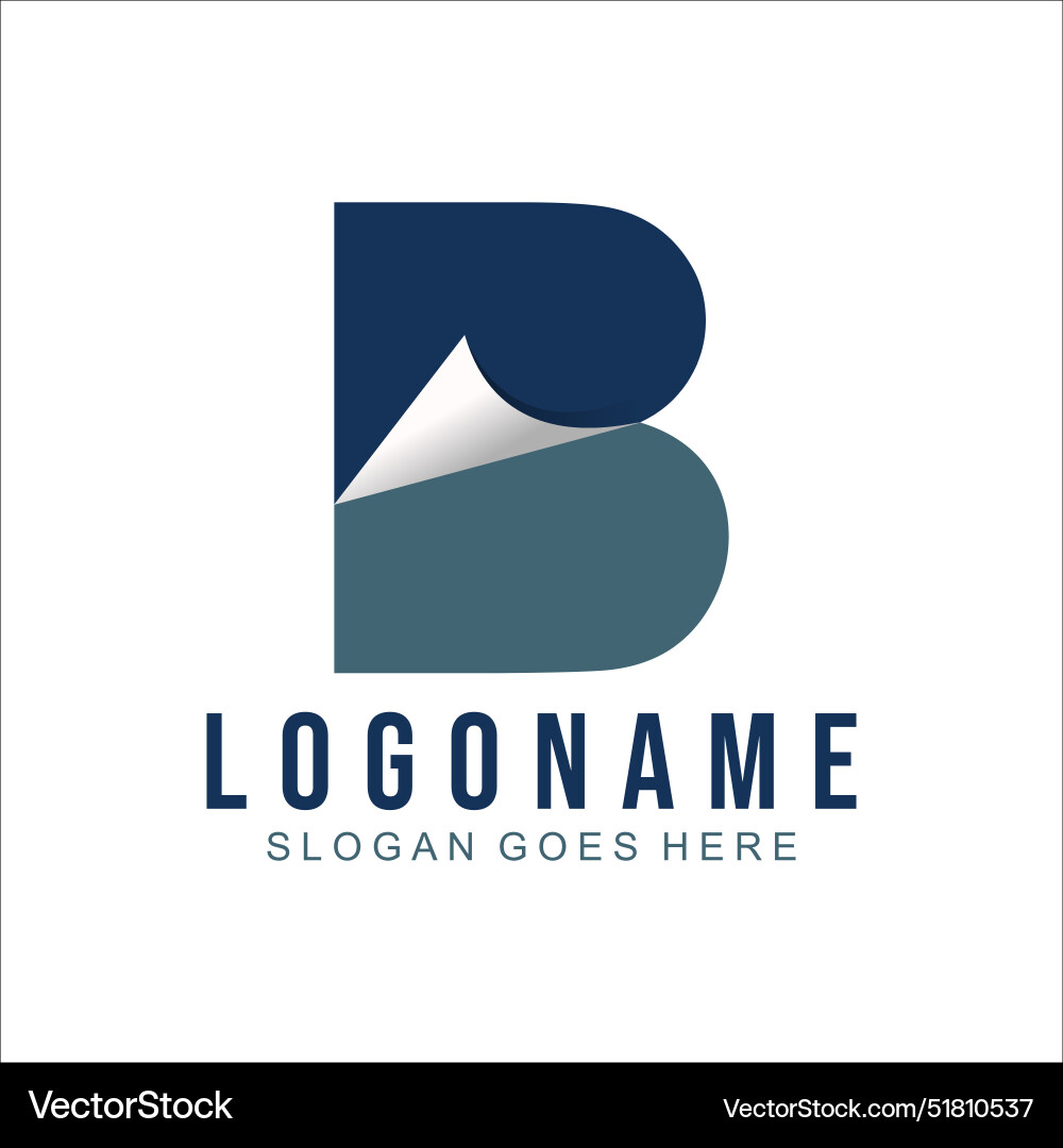 Letter b paper logo design Royalty Free Vector Image