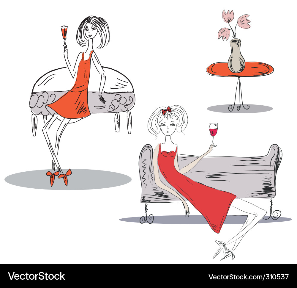 Party girls Royalty Free Vector Image - VectorStock