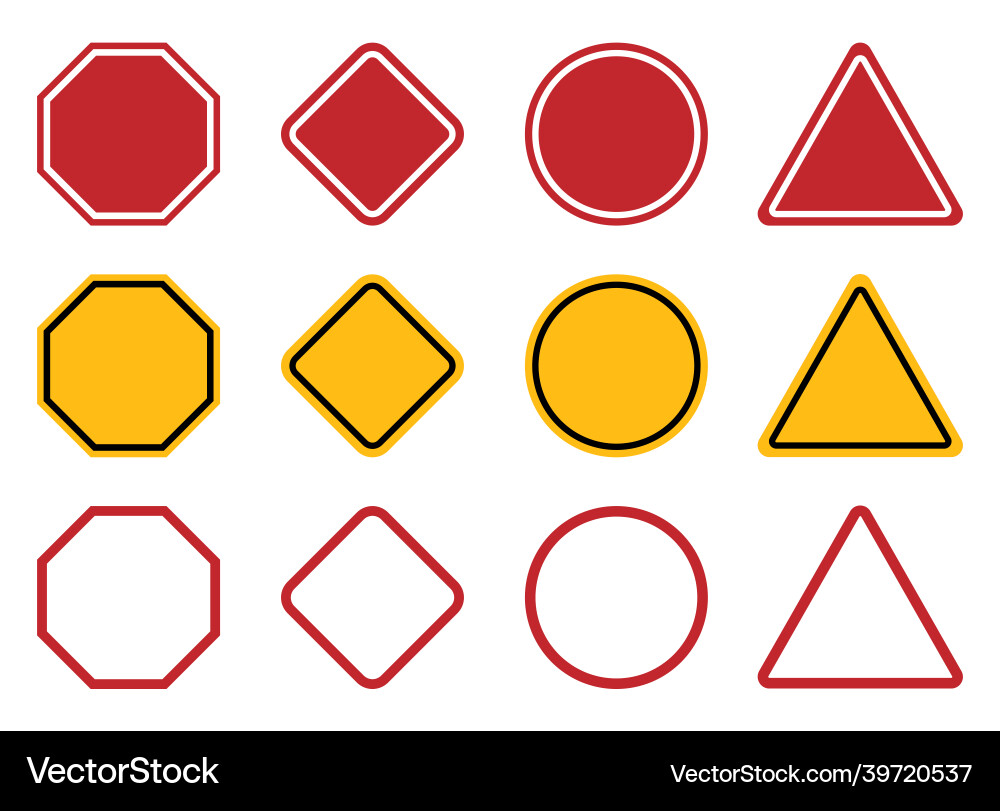 Red and Yellow Danger Signs Royalty Free Vector Image
