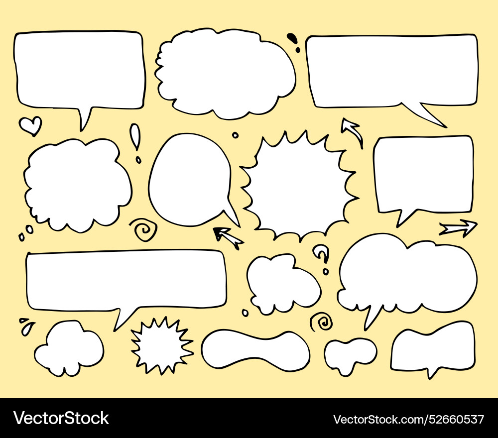 Set of hand drawn sketch speech bubbles Royalty Free Vector