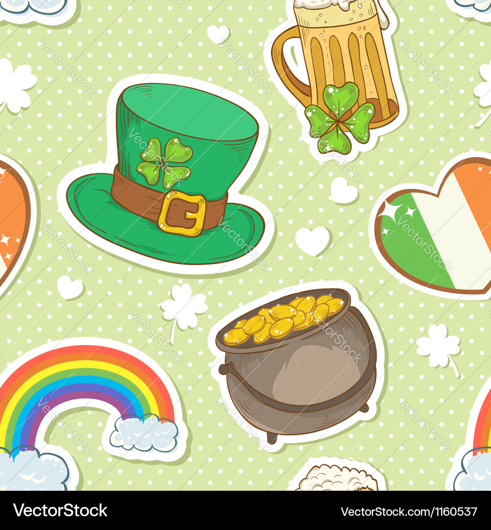 St patricks day stickers elements seamless pattern