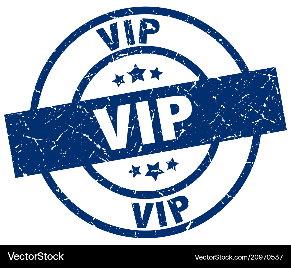 Vip blue round grunge stamp Royalty Free Vector Image