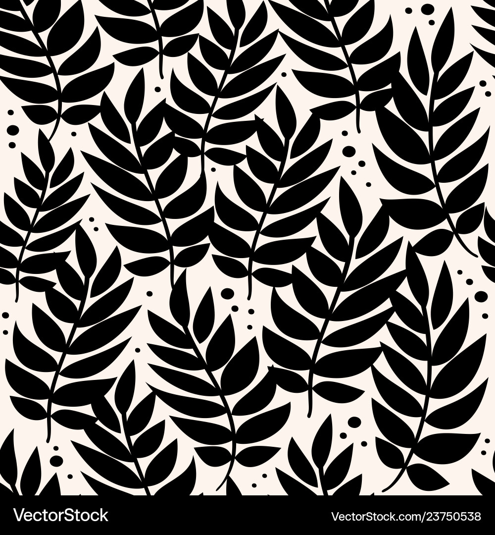 Black Geometric Leaf Pattern Royalty Free Vector Image