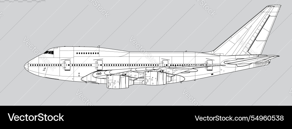 Boeing 747 Side View Royalty Free Vector Image