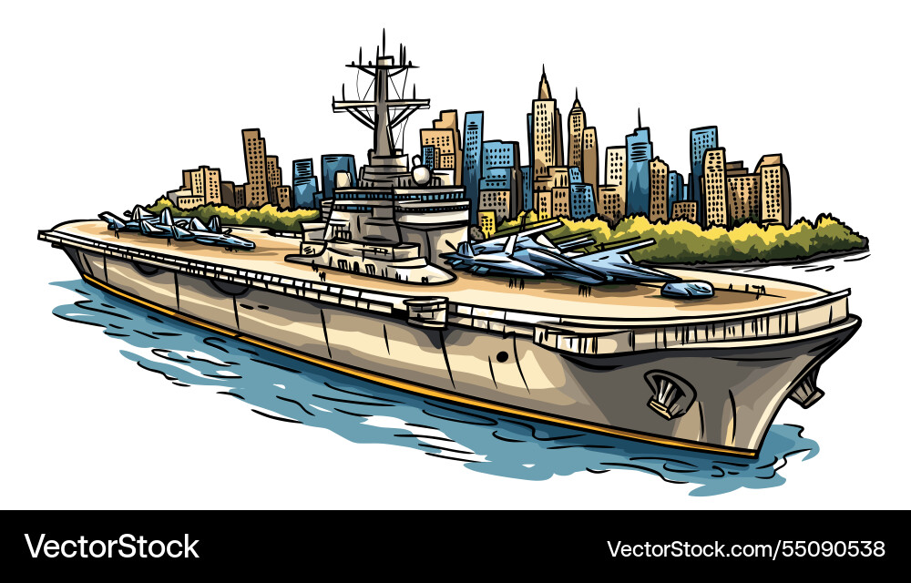 Comic hand-drawn of intrepid museum Royalty Free Vector