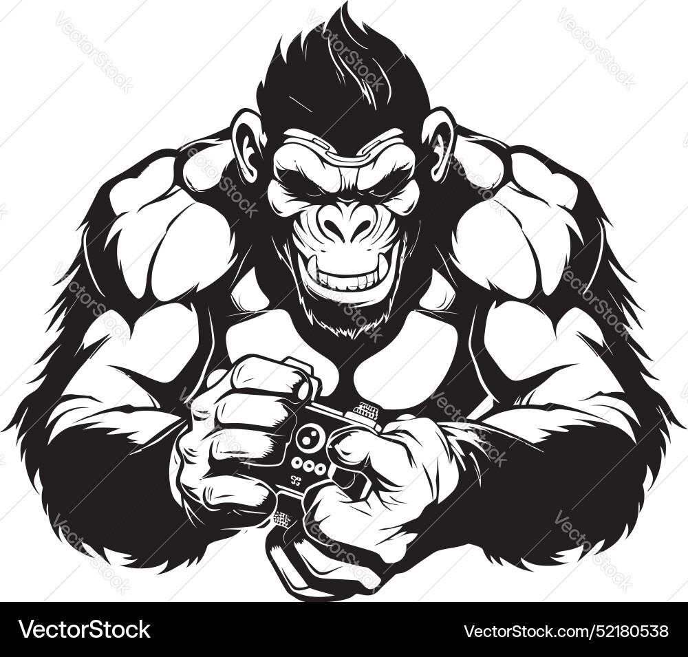 Gaming gorilla grip strong primate emblem mighty Vector Image