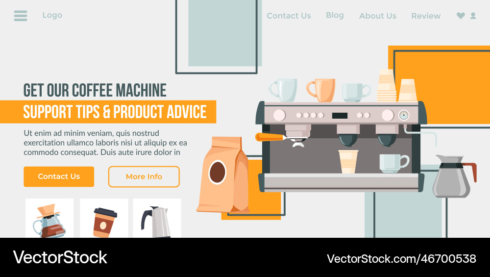 Get our coffee machine support tips and advice Vector Image
