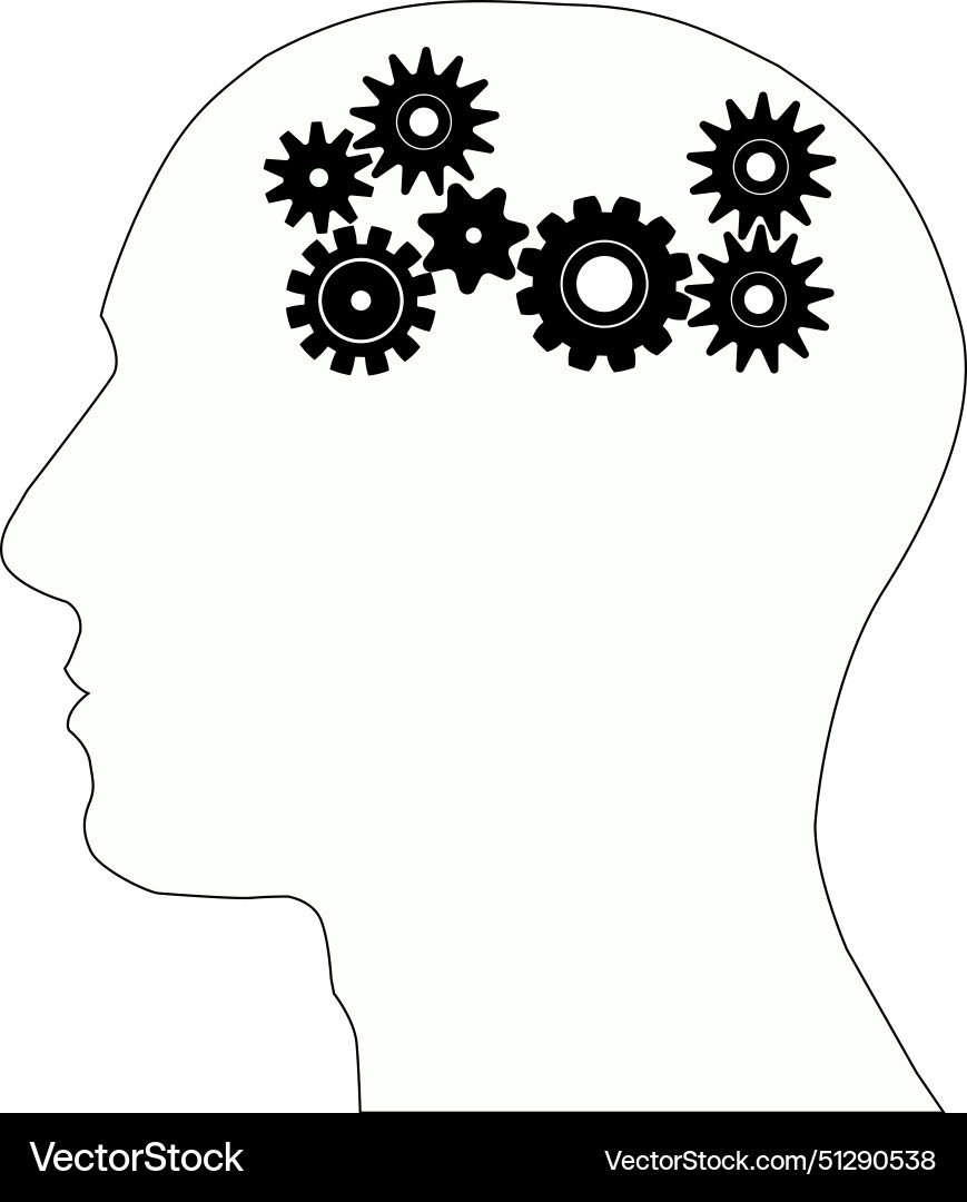 Human brain black and white thinking sign Vector Image
