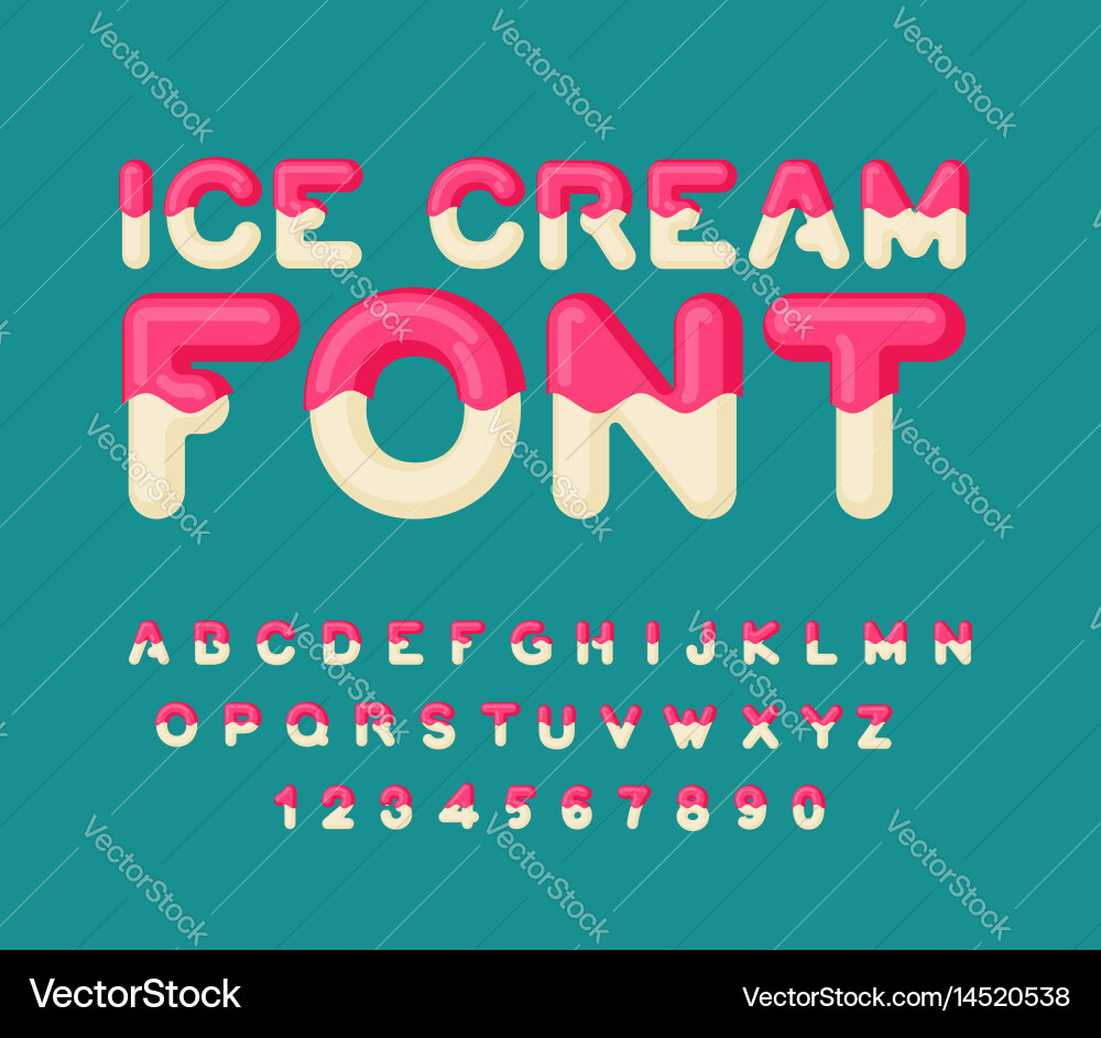 Ice cream font popsicle alphabet cold sweets abc Vector Image
