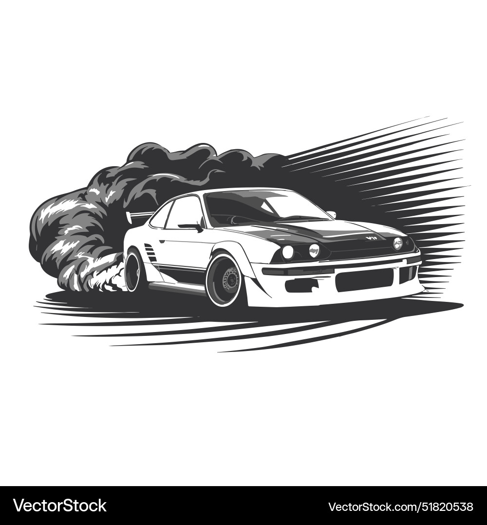 Japanese vintage car drifting Royalty Free Vector Image