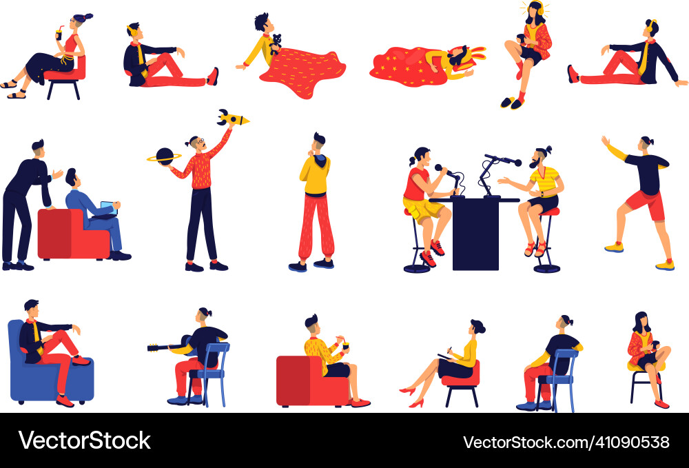 Leisure activity people flat color faceless Vector Image