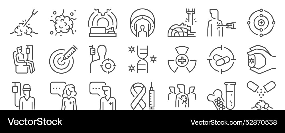 Oncology cancer team icon set Royalty Free Vector Image