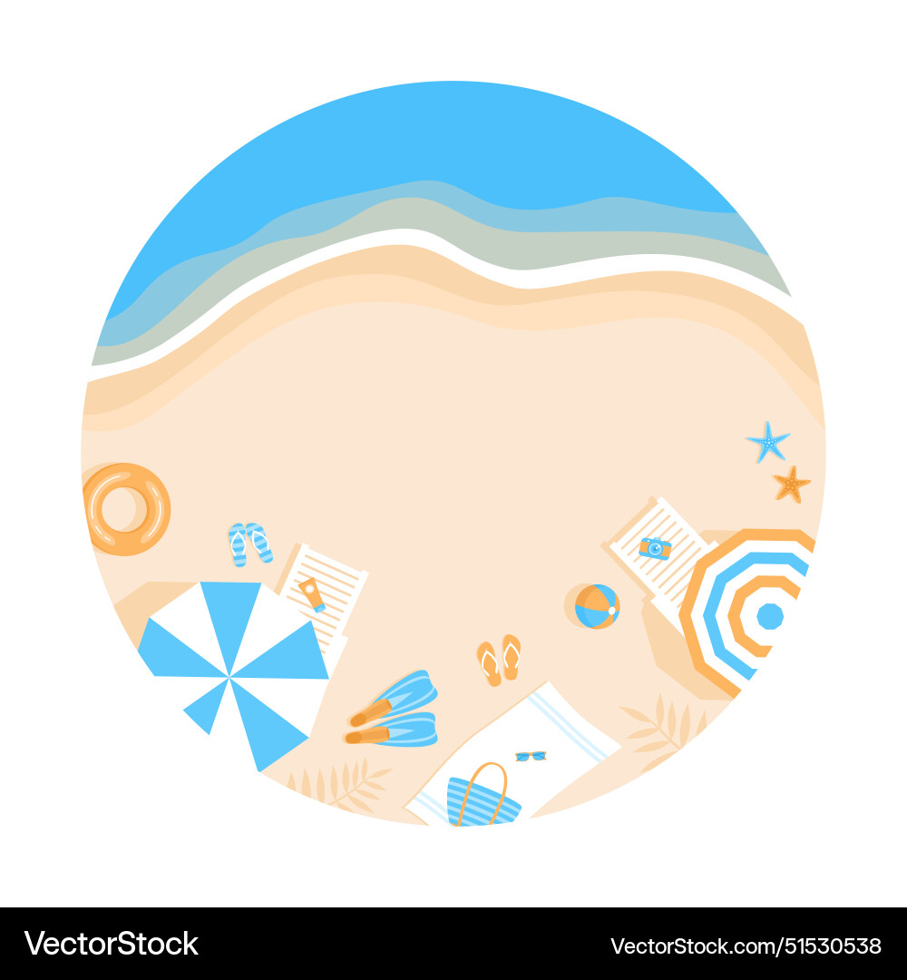 Round summer clipart coastline and beach Vector Image