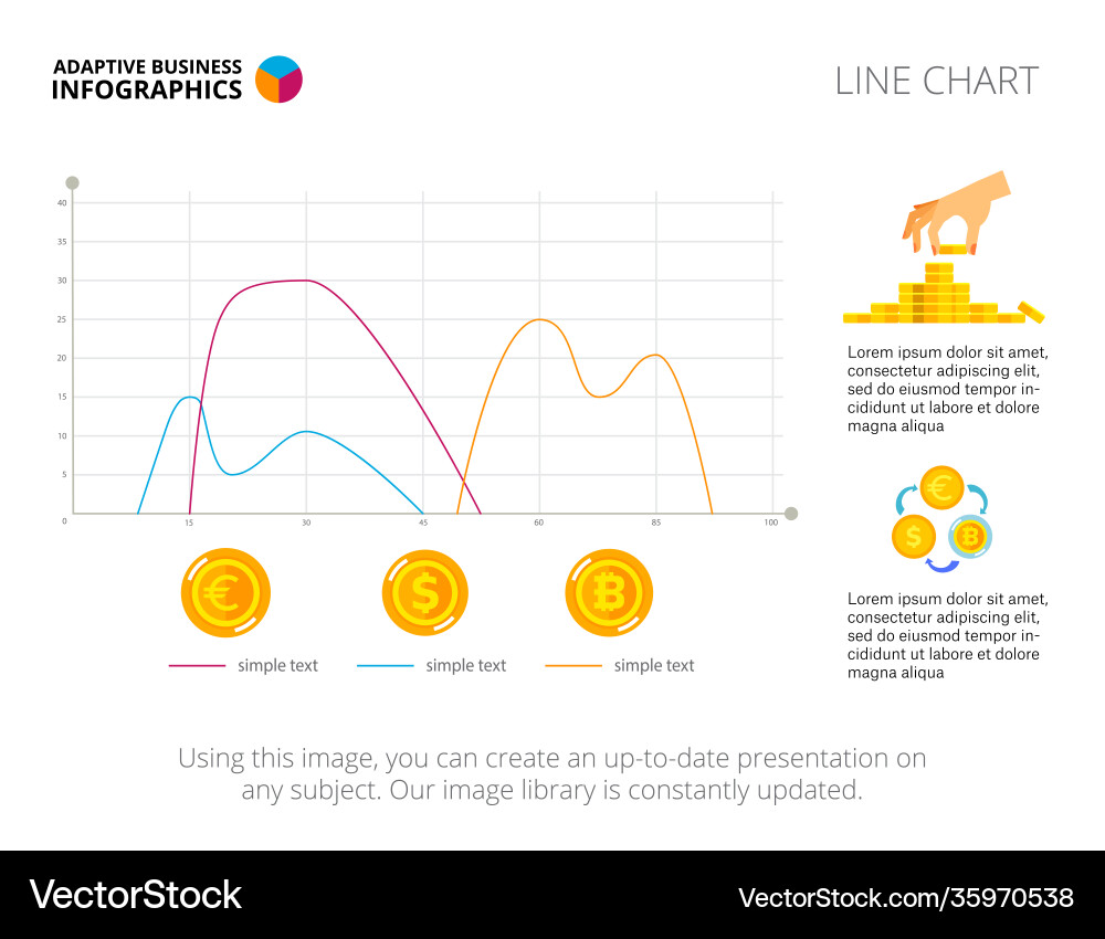 Three line diagrams slide template Royalty Free Vector Image