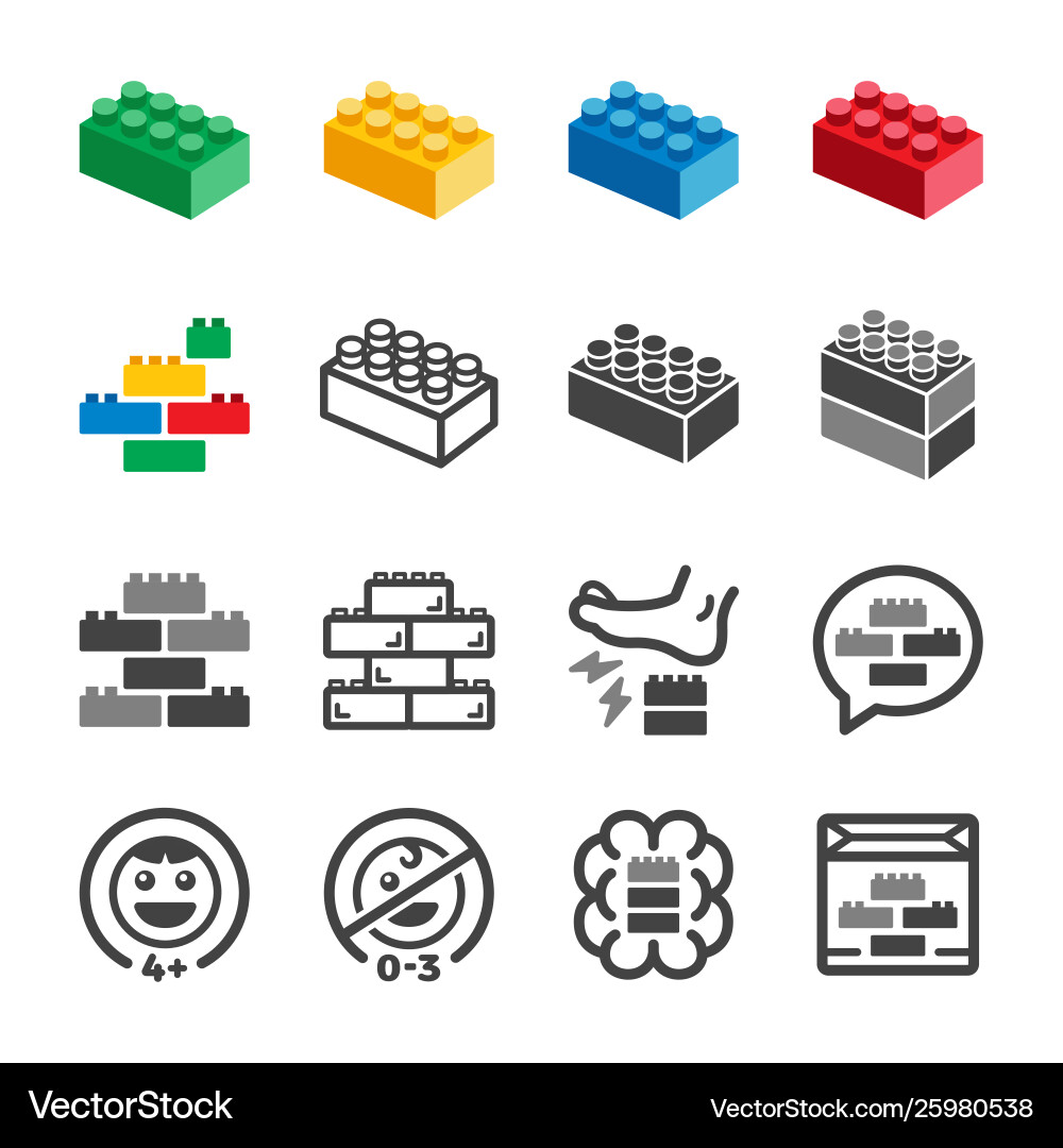 Toy brick icon set Royalty Free Vector Image - VectorStock