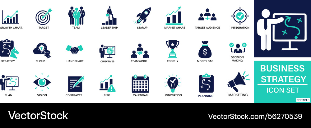 Business strategy icon set – Royalty-Free Vector | VectorStock