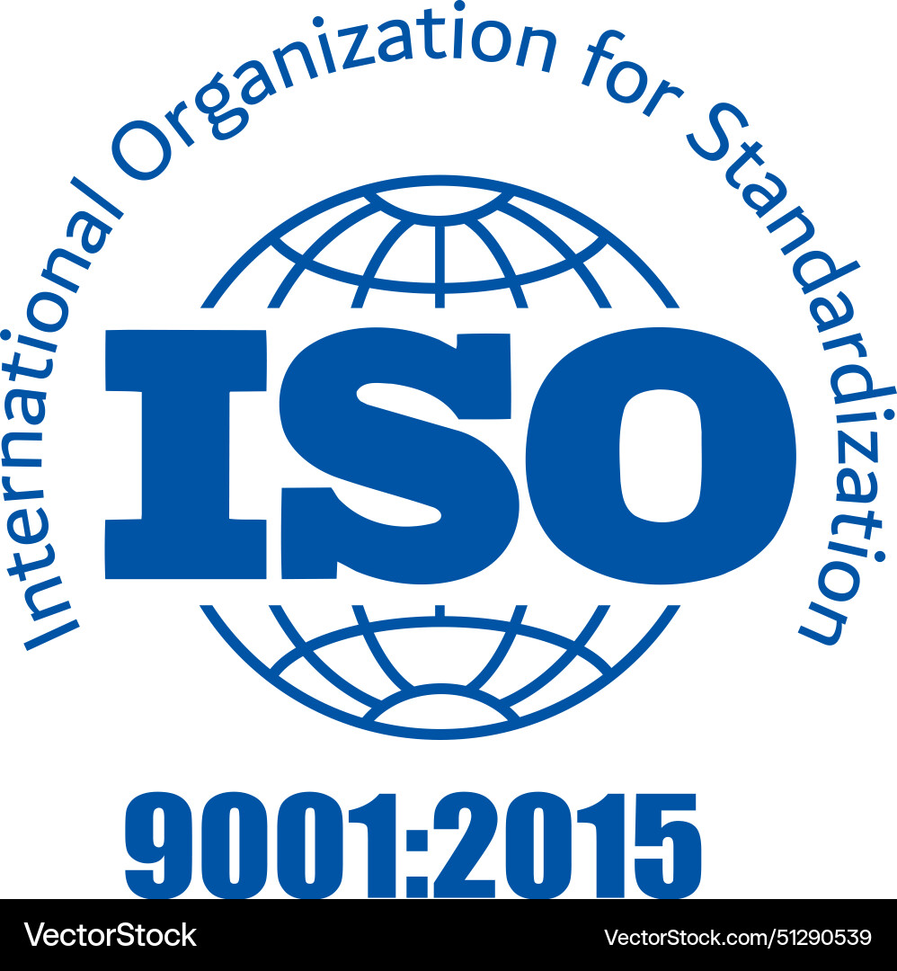 Certified company certificate iso 90012015 blue Vector Image
