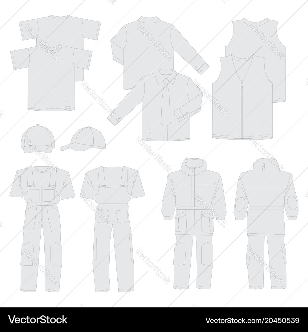 Collection of men work clothes Royalty Free Vector Image
