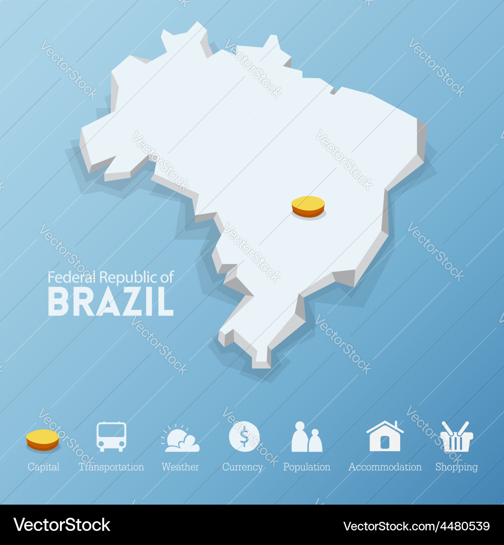 Federal republic of brazil map – Royalty-Free Vector | VectorStock