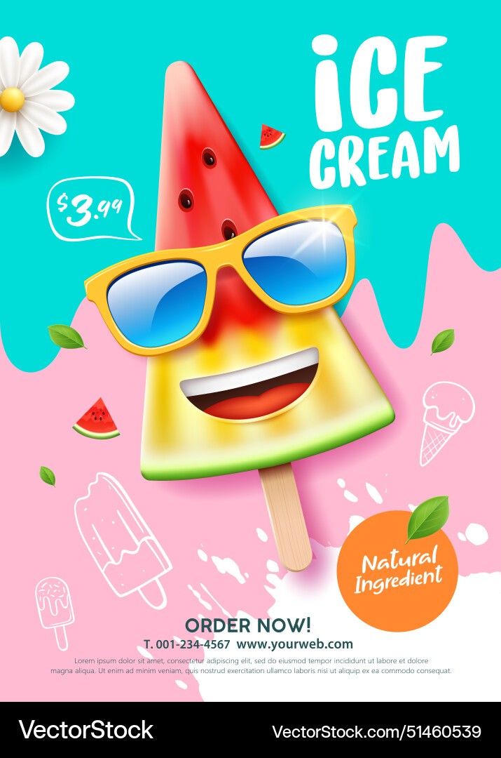 Ice cream watermelon summer promote colorful Vector Image