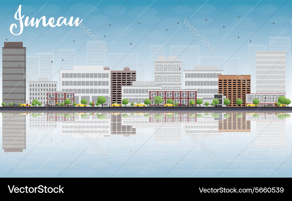 Juneau alaska skyline Royalty Free Vector Image