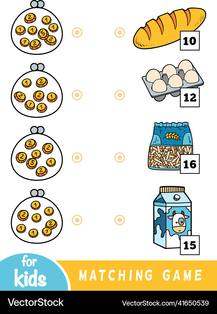 Matching game for children count how many money Vector Image