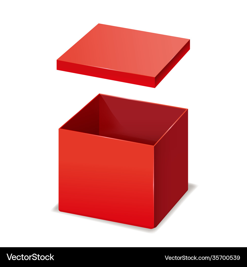 Red box opened paper cardboard template Royalty Free Vector