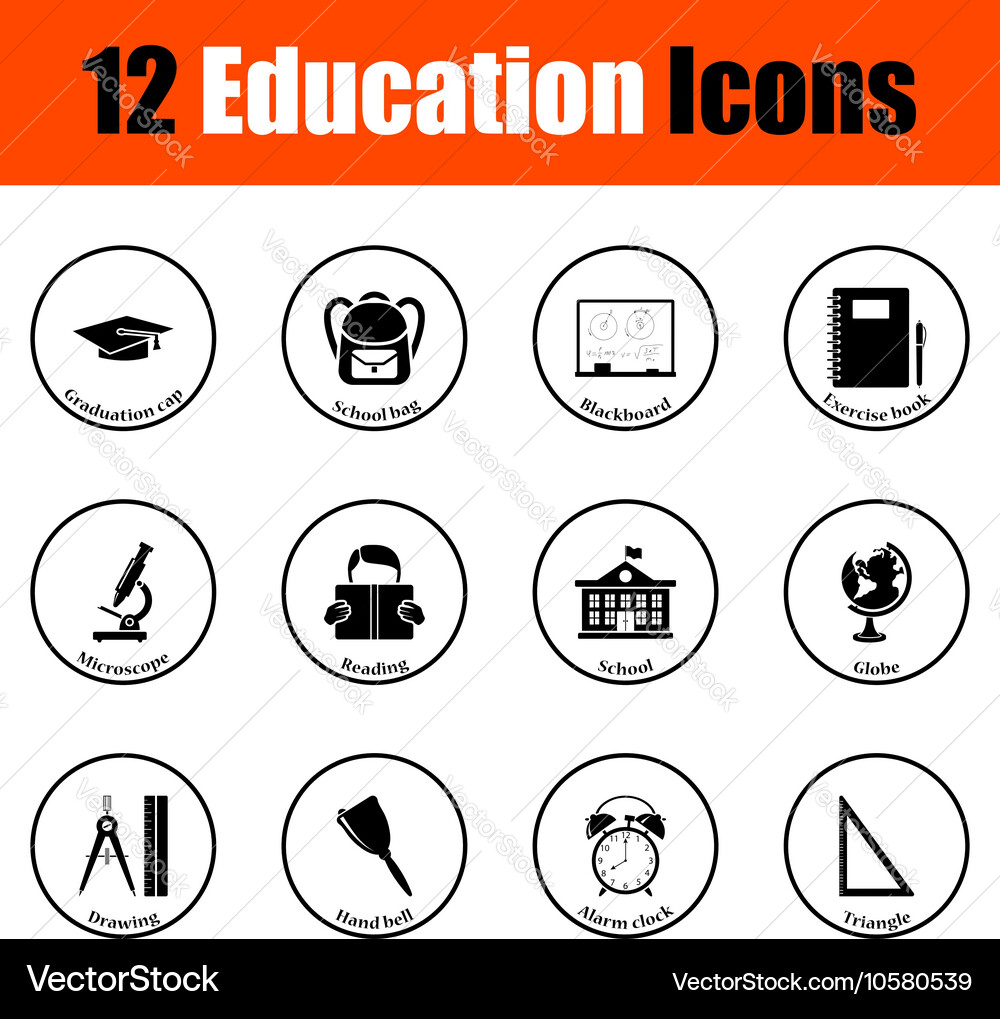 Schule Icon Set Lizenzfreies Vektorbild - VectorStock