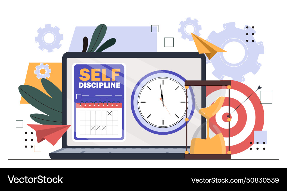 Self discipline concept Royalty Free Vector Image