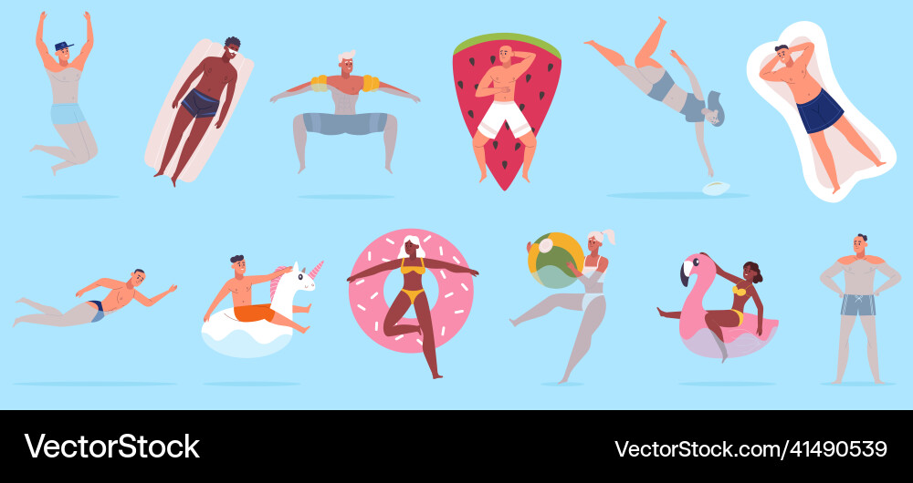 Summer Pool Party Characters Royalty Free Vector Image