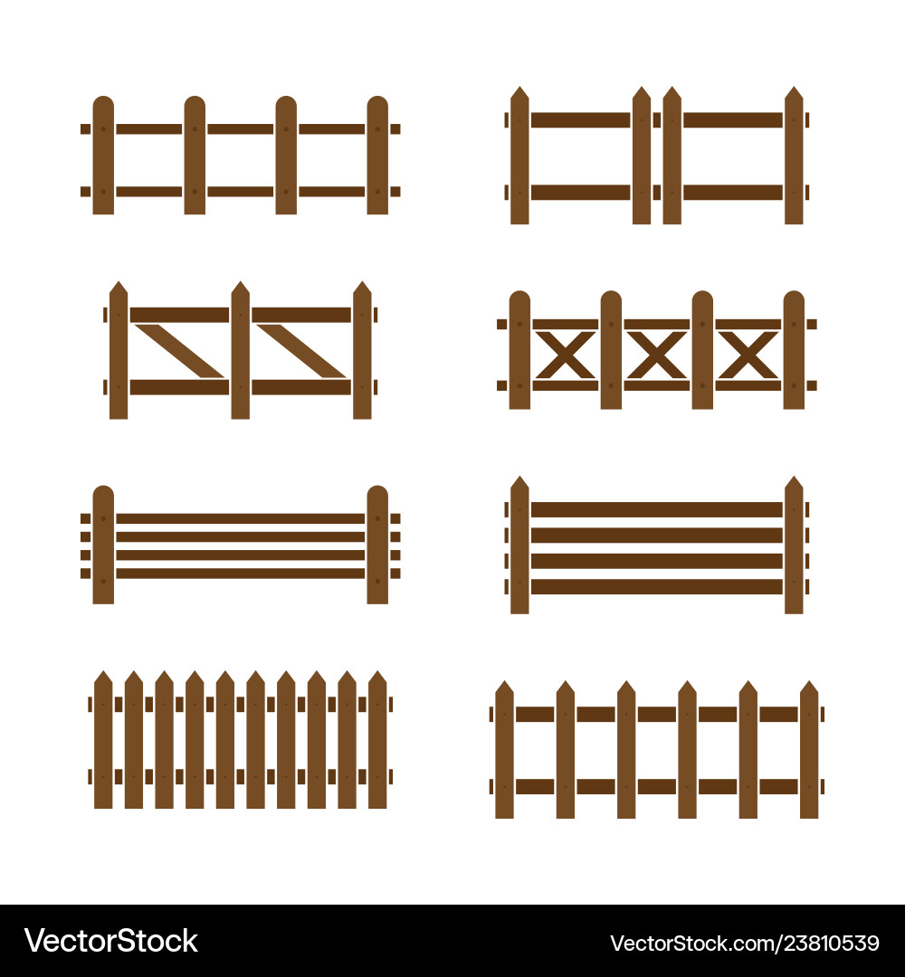 Wood fence set Royalty Free Vector Image - VectorStock