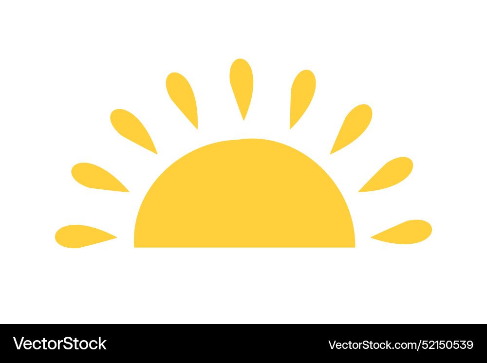 Yellow semicircle doodle half sun hand drawn icon Vector Image