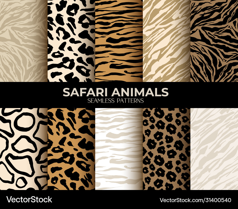 Animal fur print seamless patterns Royalty Free Vector Image