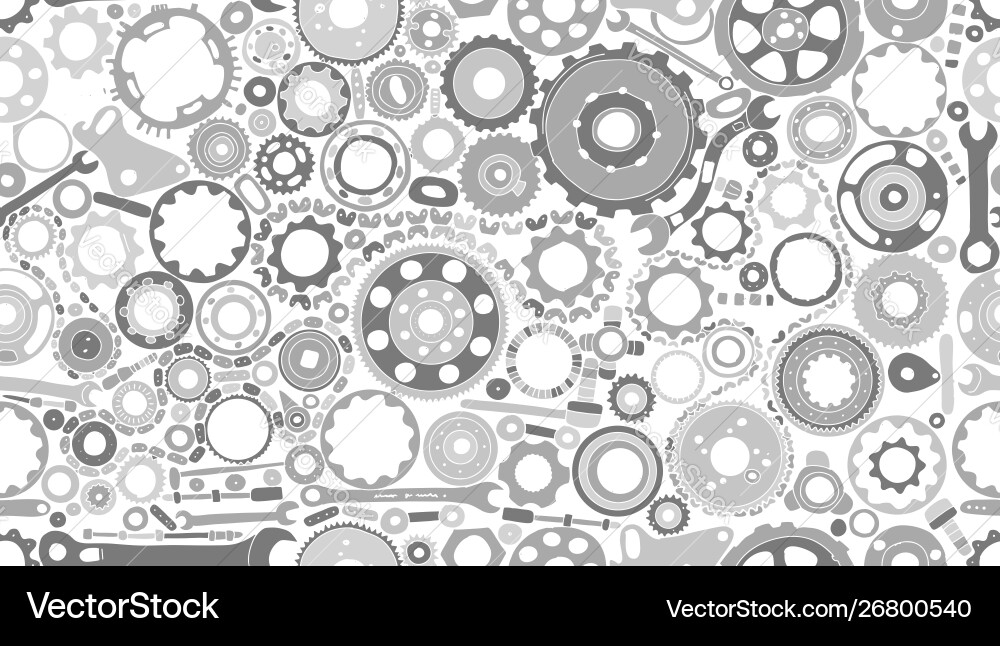 Auto spare parts and gears seamless pattern Vector Image