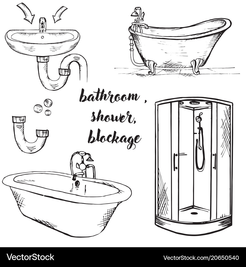 Doodle bath and shower Royalty Free Vector Image