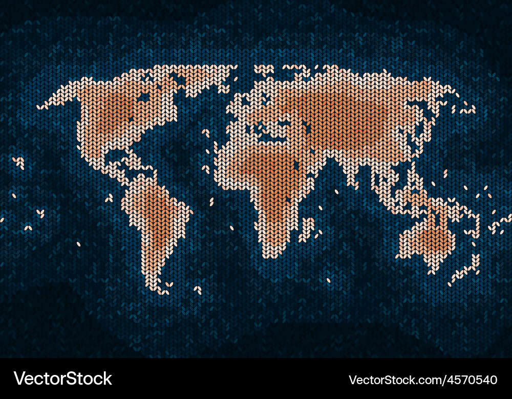 Knitted World Map Royalty Free Vector Image - VectorStock